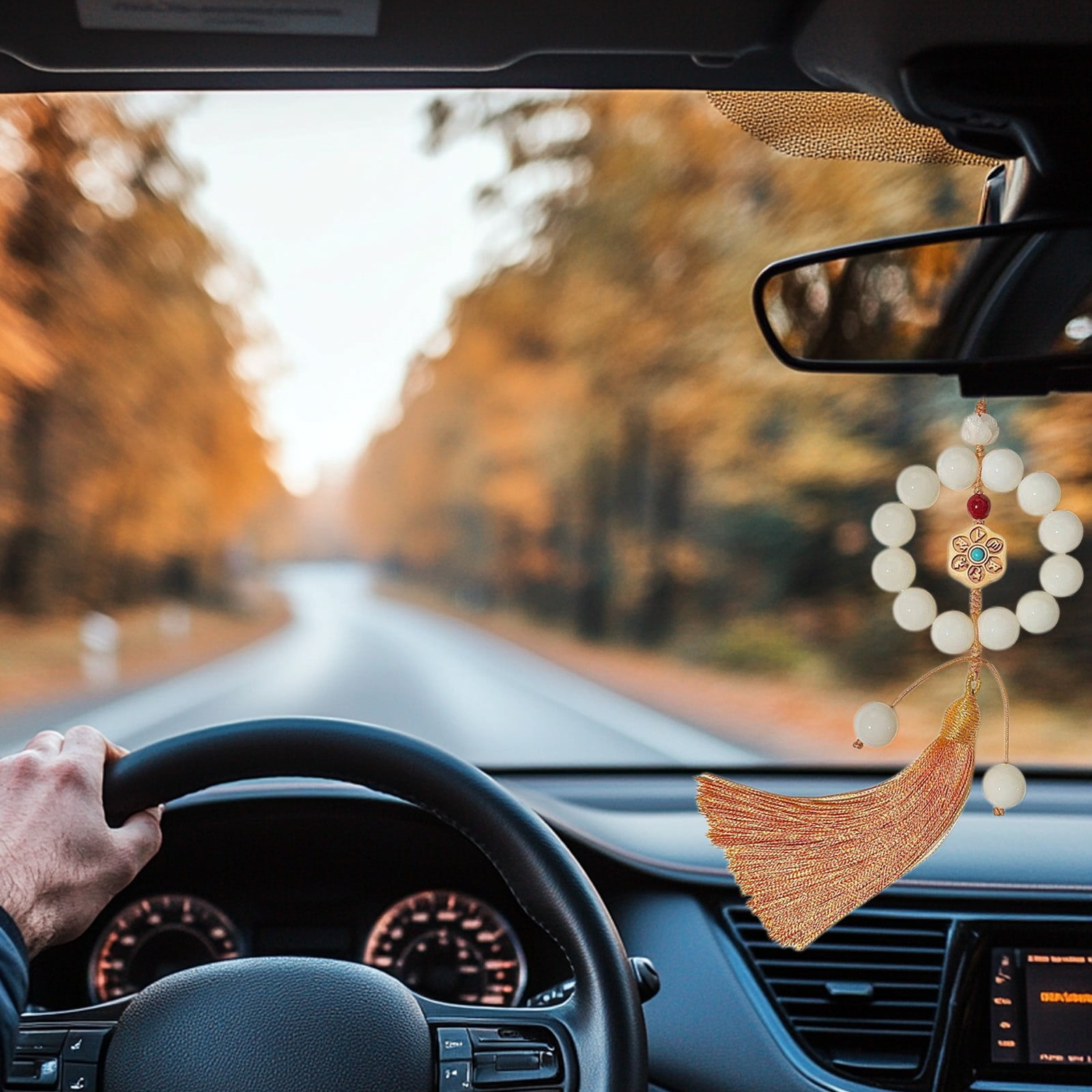 Car Rearview Mirror Pendant - White Decorative Weaving Plastic, Unique ...