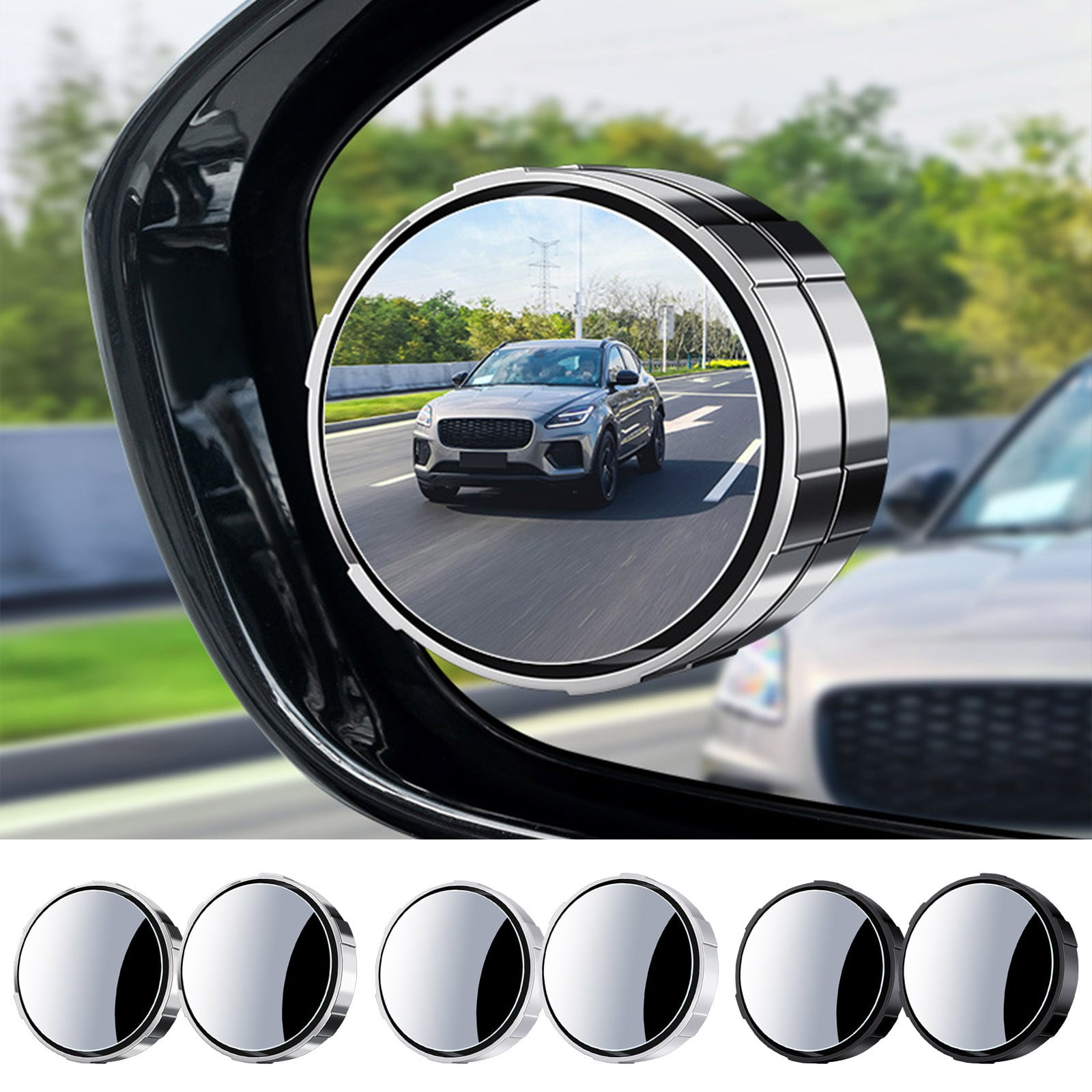 Car Rearview Mirror, Suction Cup Type, Plastic, 360-Degree Rotation ...