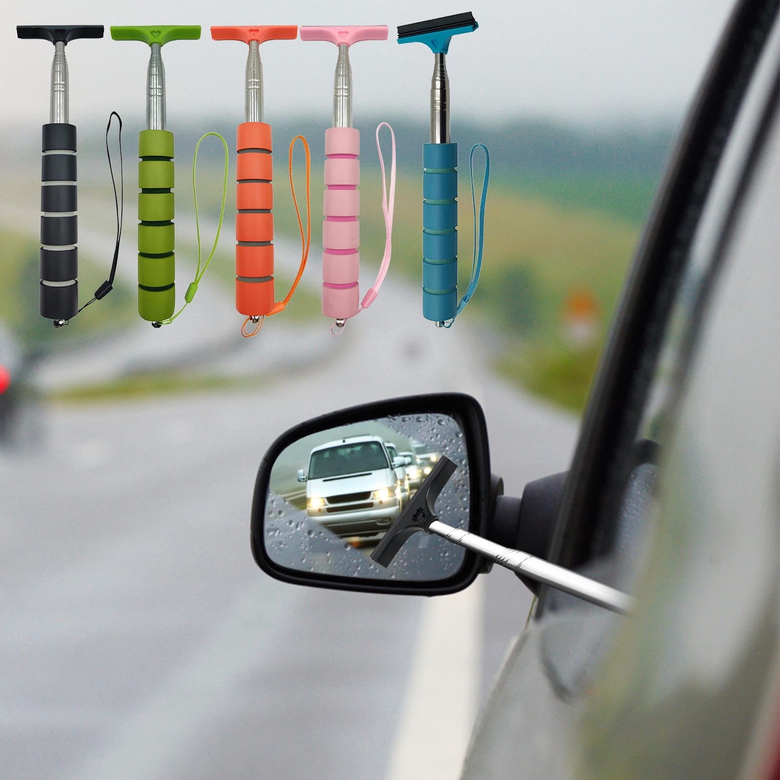 Car Rearview Mirror Wiper - Retractable Window Cleaning Brush for ...