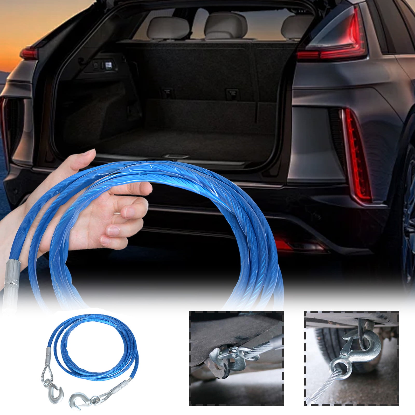 Car Recovery Rope, Heavy-Duty Traction Line, 30-Foot Polyester Pulling ...