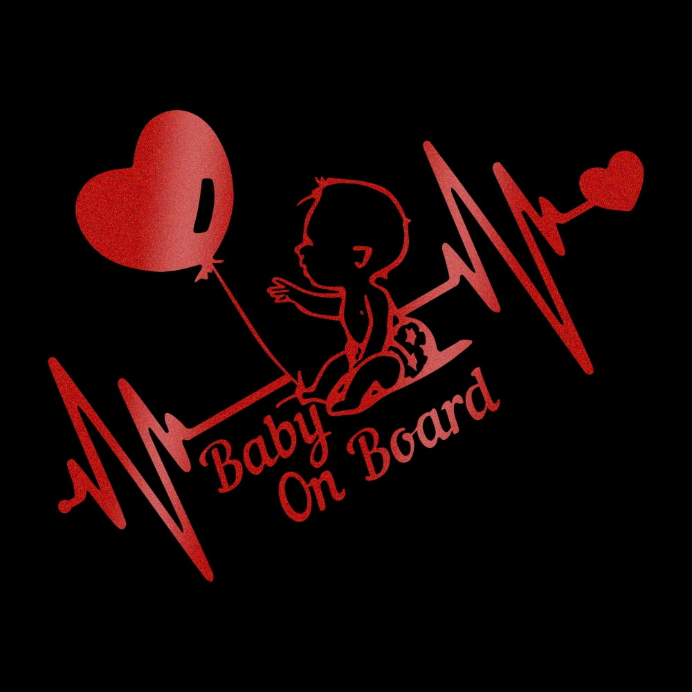 Car Reflective Stickers Heartbeat Balloon Baby On Board Vinyl Cartoon ...