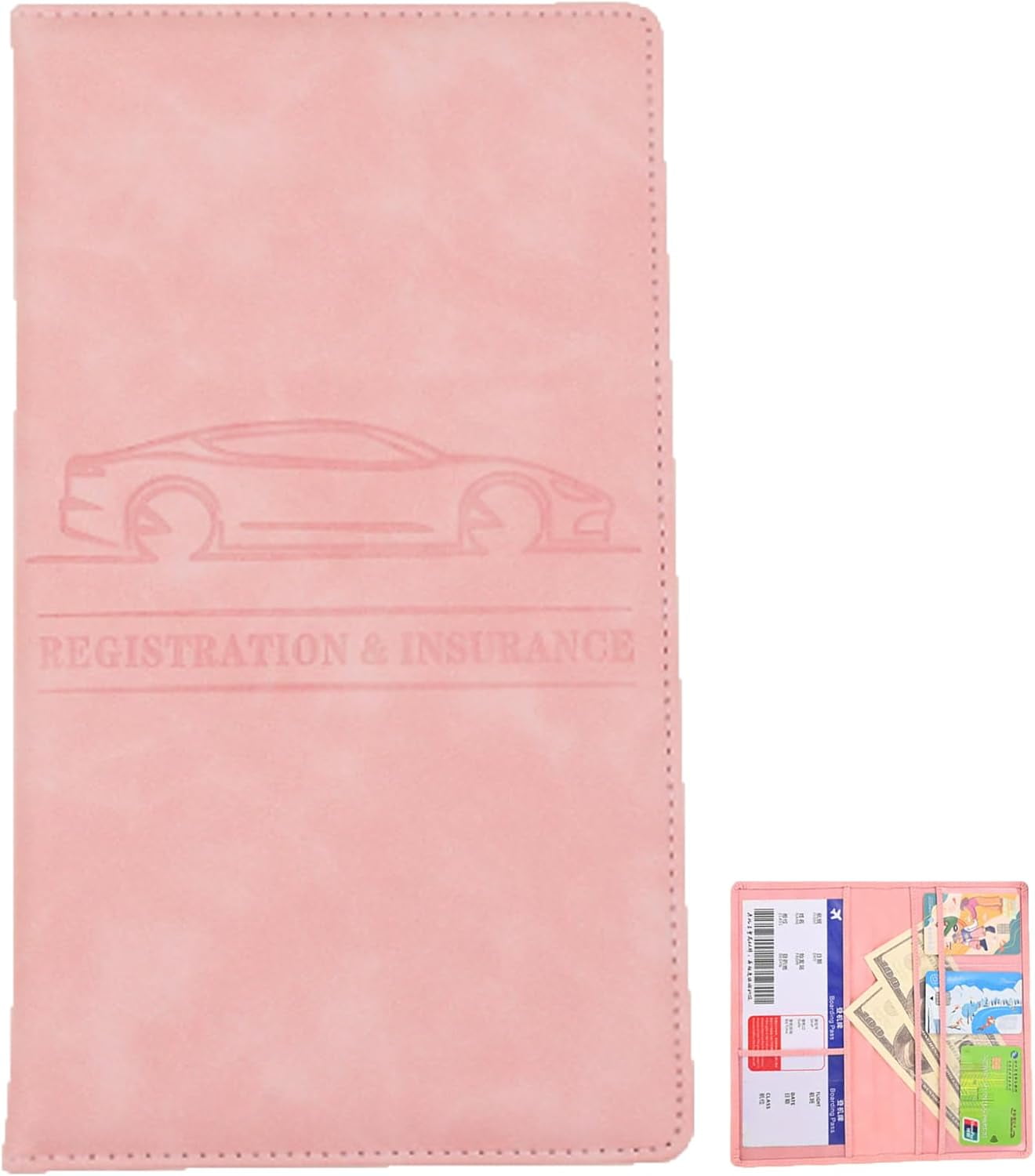 Car Registration and Insurance Card Holder, Leather Car Document Holder ...