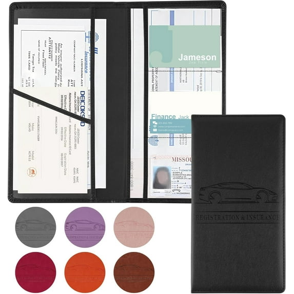 Car Registration & Insurance Card Holder with Magnetic Closure, 6 ...