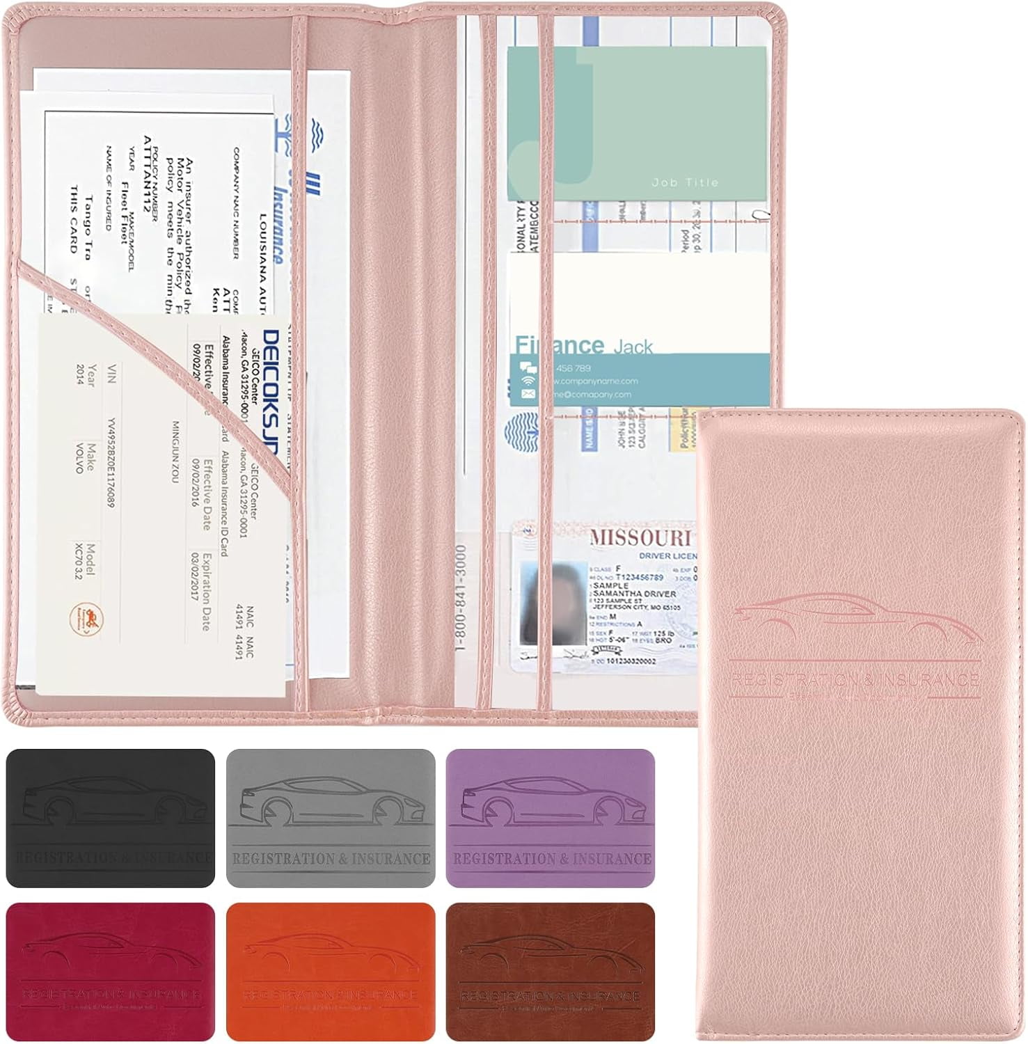 Car Registration & Insurance Card Holder, Magnetic Shut Glove Box ...