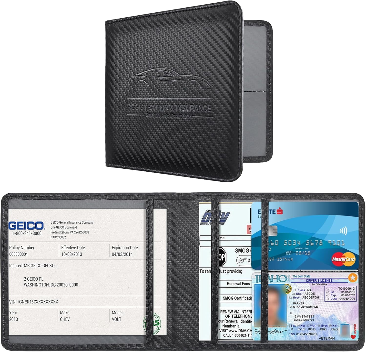 Car Registration and Insurance Holder with Magnetic Shut, Vehicle ...