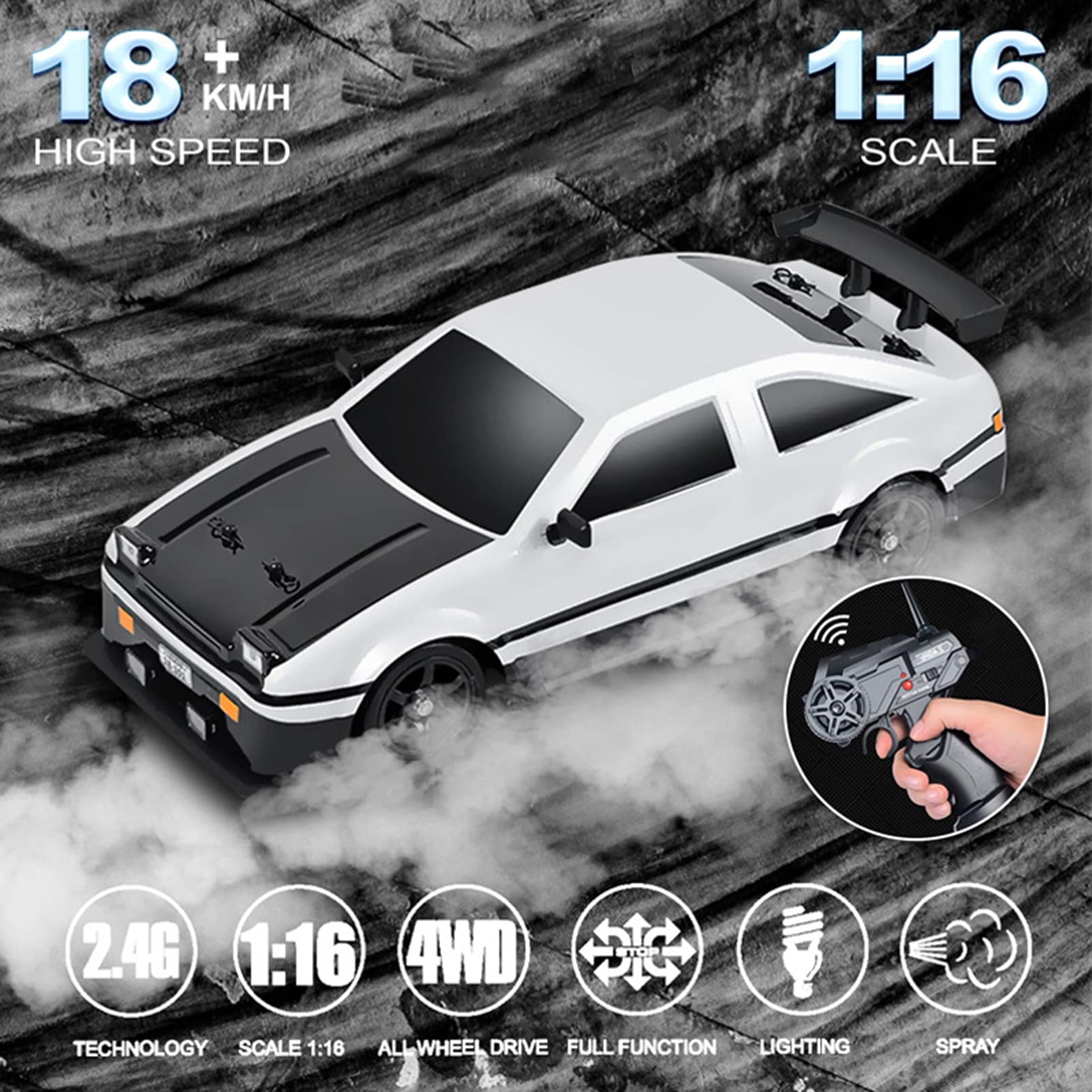 Car Remote Control Car 1:16 Scale 2.4G RC Drift Car High Speed 4WD ...