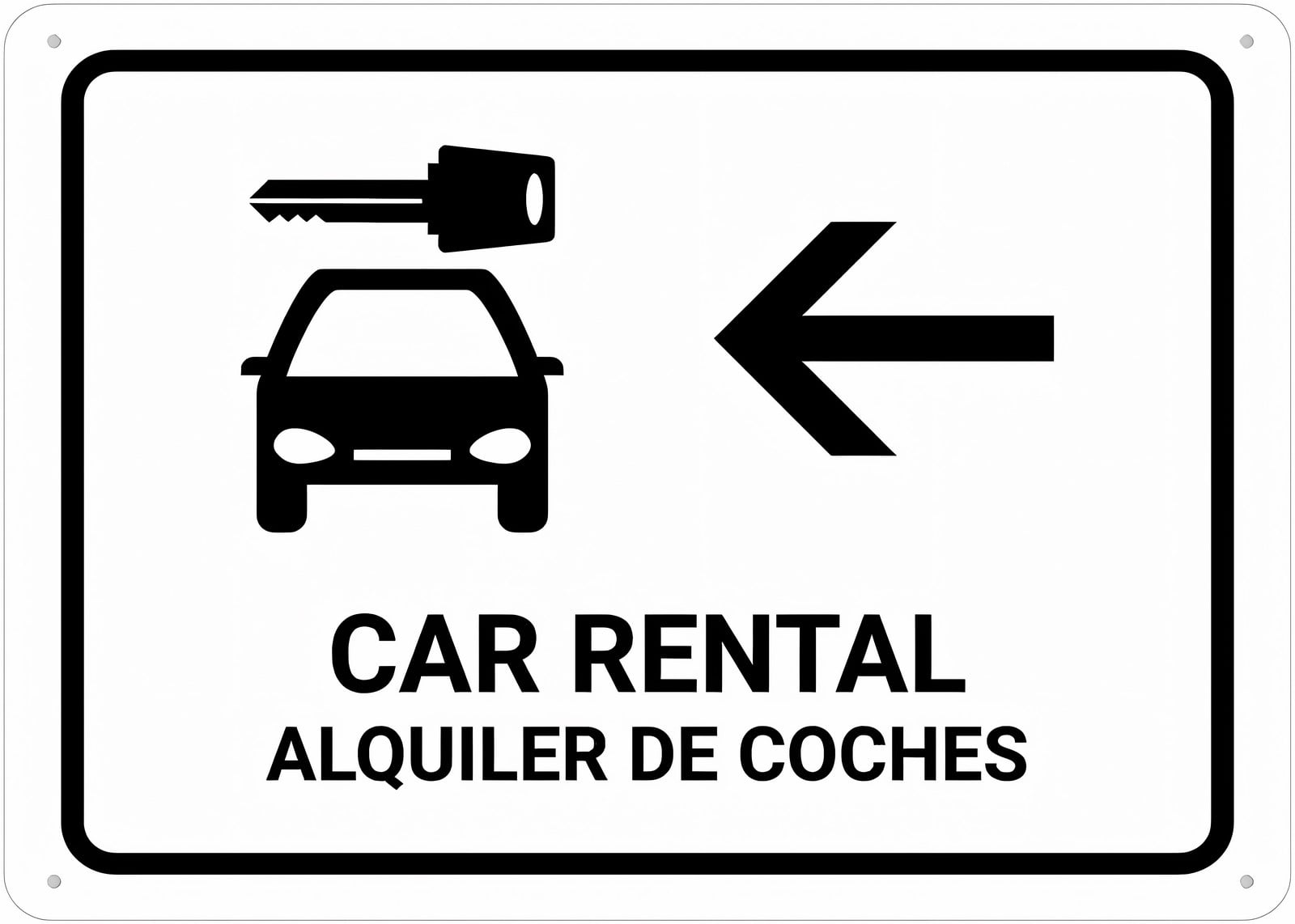 Car Rental with Left Arrow White Bilingual Spanish Sign 12 x 8 Inches ...