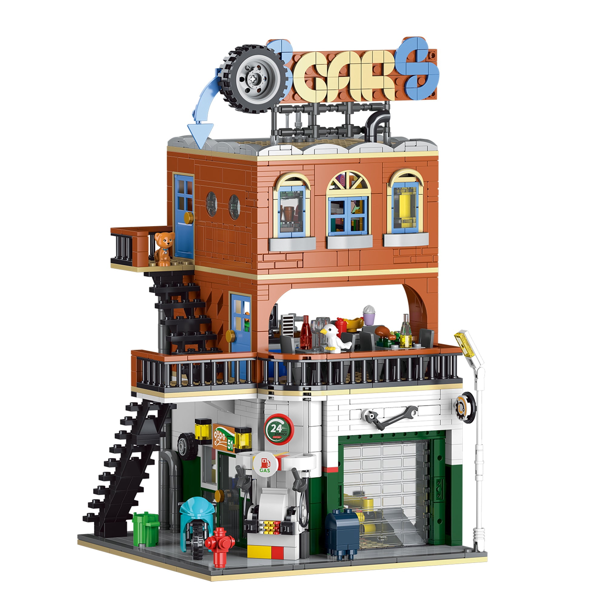 Car Repair Shop & Diner Dual Build Building Block Set | General Jim's ...