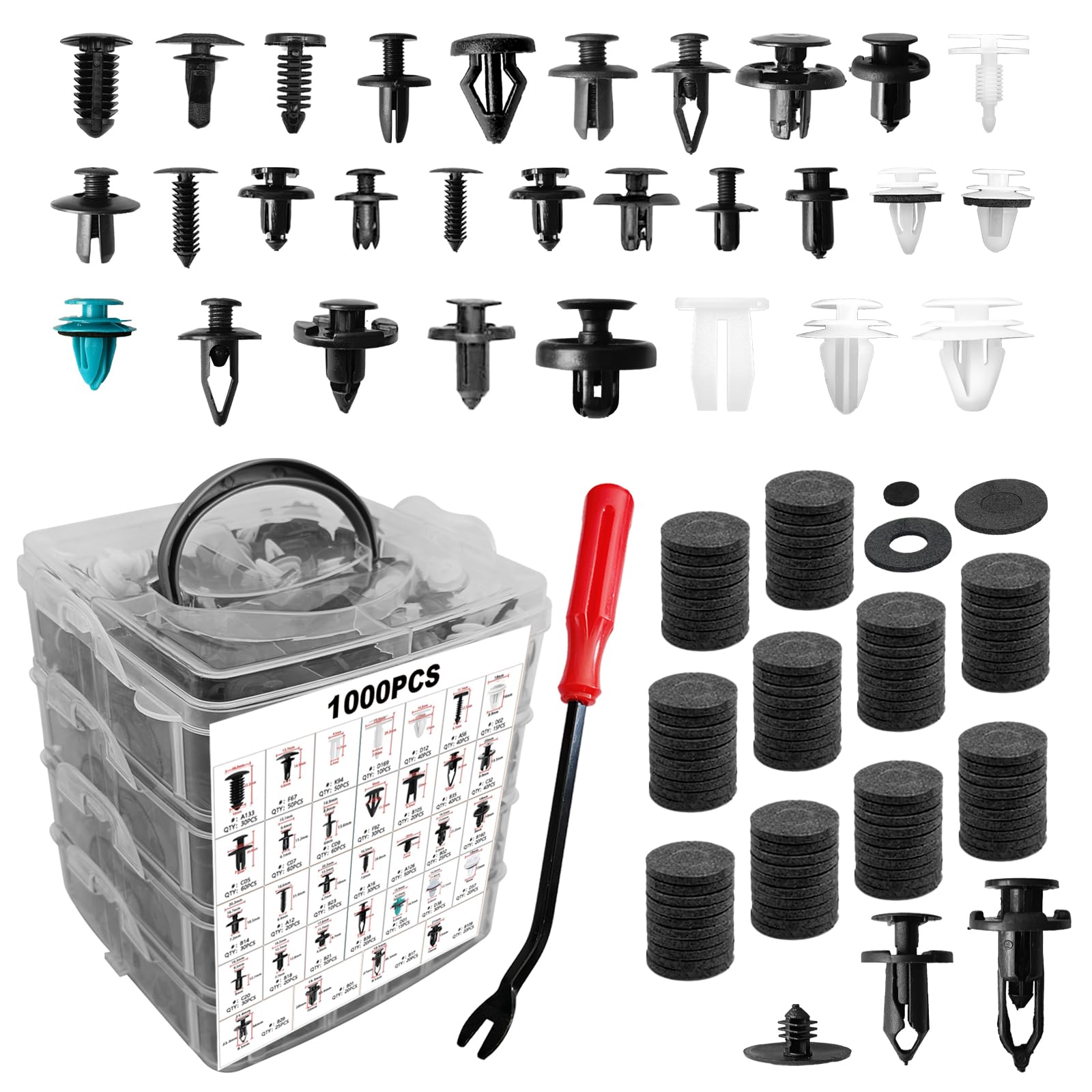 Car Retainer Clips 1101PCS Auto Fasteners Kit 32 Popular Sizes Retainer Clips Car Rivet Clips ...