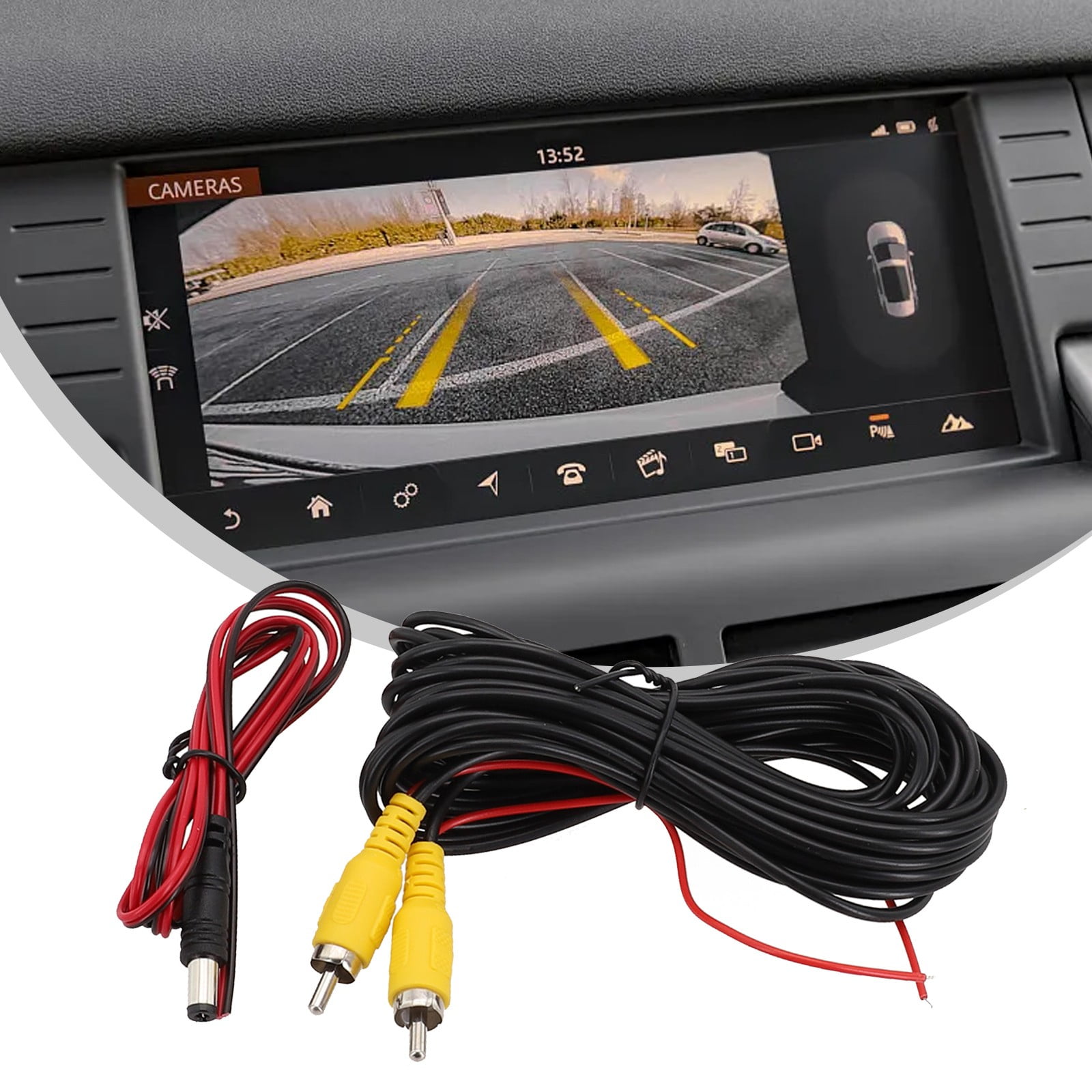 Car Reversing Rear View Parking Camera Video Cable For RCA Male To Male ...