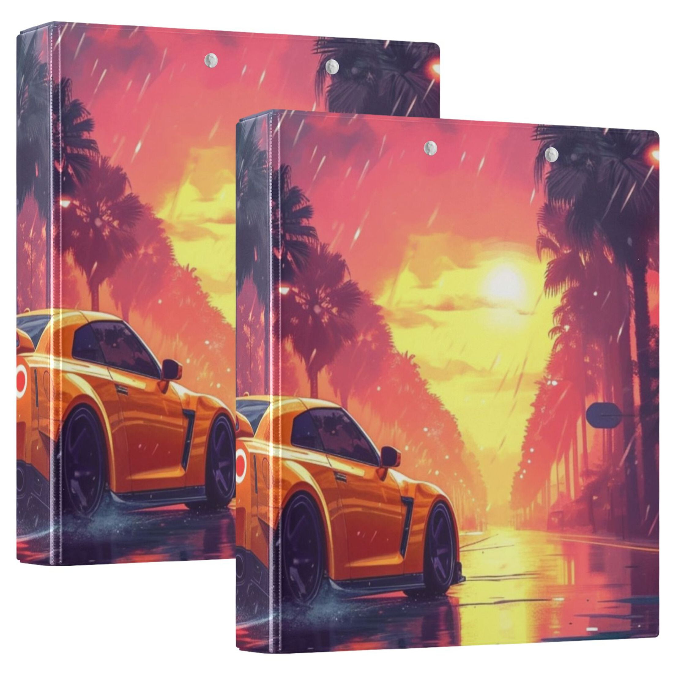 Car Road Trees 3 Ring Binders 1.5 inch Hardcover File Folders with ...