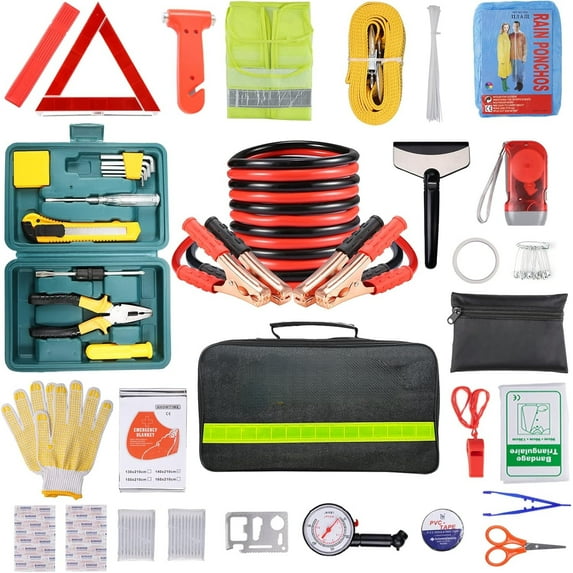Car Roadside Emergency Kit, Auto Vehicle Safety Roadside Assistance Kit ...