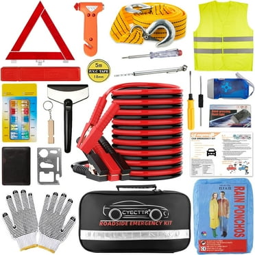 First Secure 90-Piece Car Emergency Roadside & First Aid Kit ...
