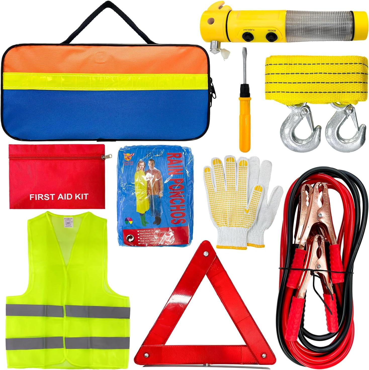 Car Roadside Emergency Kit, Roadside Safety Tool Kit Assistance Bag ...