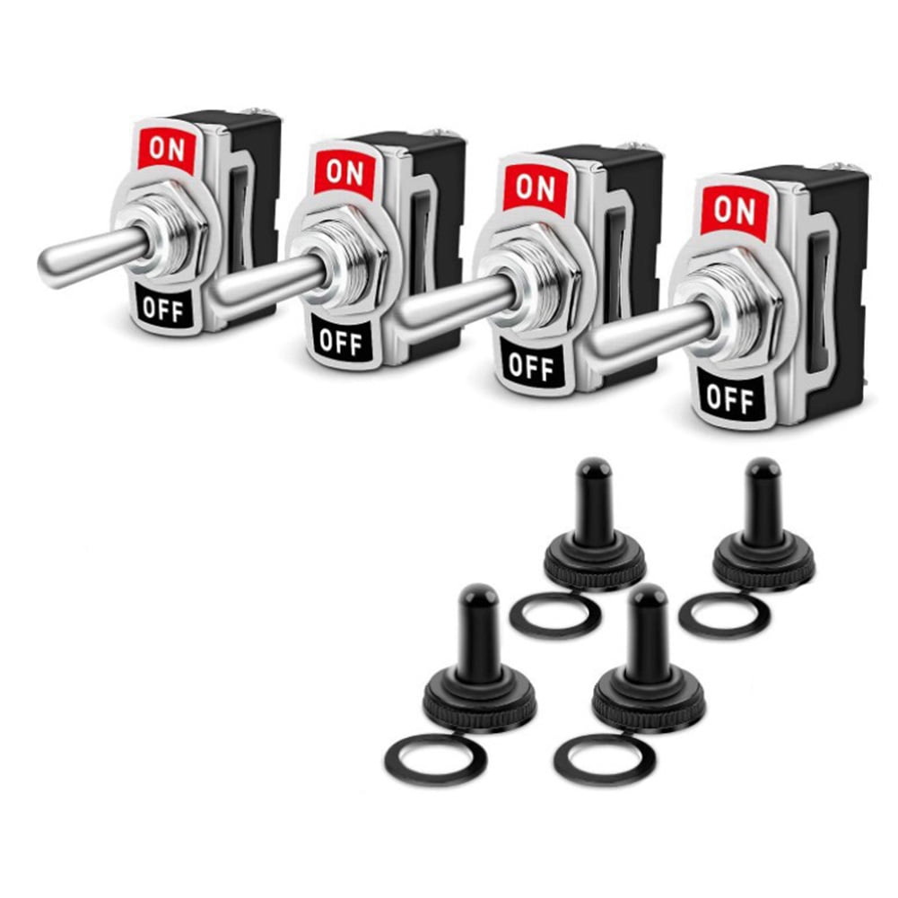 Car Rocker Toggle Switch with Black Waterproof Cover Power Button ...