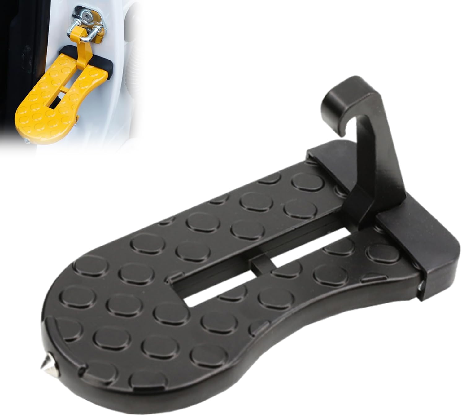 Car Roof Step Assist (Black) - Door Hook-On Foot Pedal with Emergency ...
