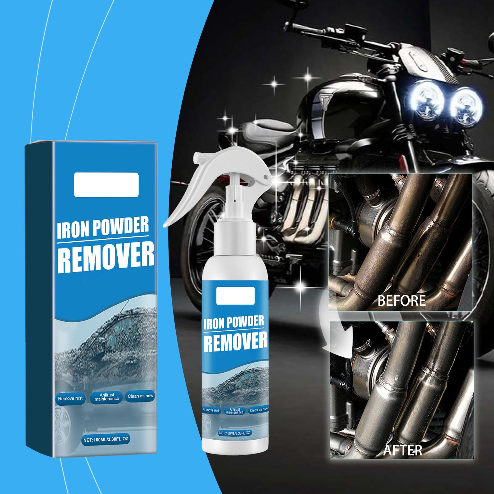 Car Rust Remover Spray, Instant Metal Chrome Cleaner and Wheel Hub ...