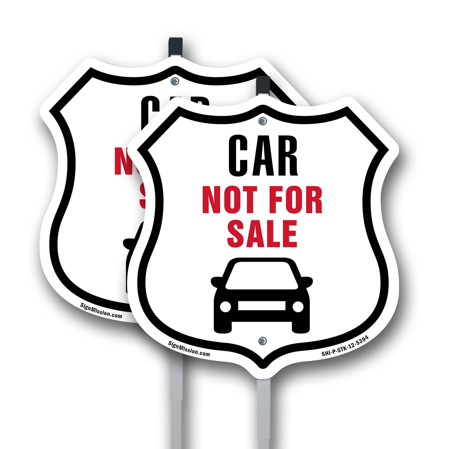 Car Not For Sale (2 Pack) 12 inch X 12 inch Shield Shaped Rust-Free ...