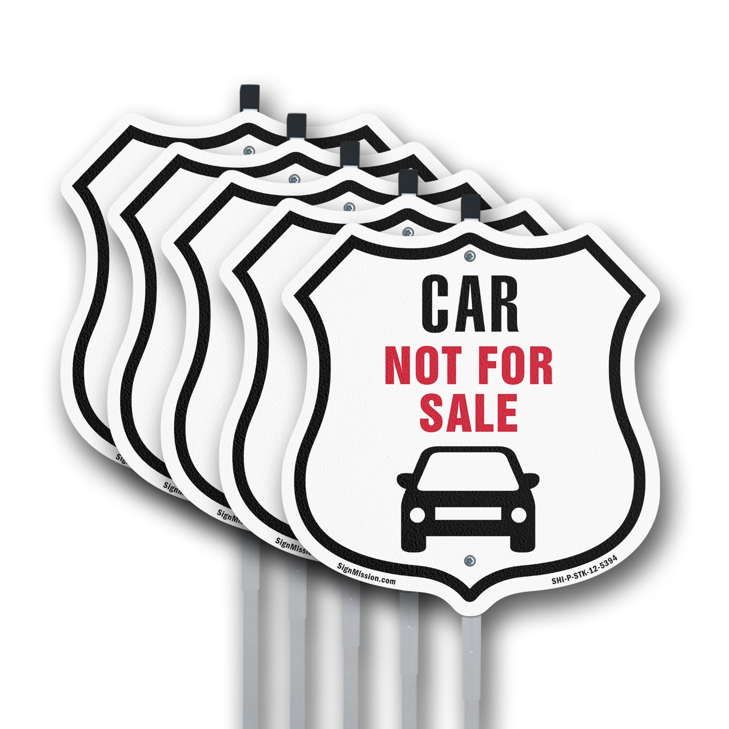 Car Not For Sale (5 Pack) 12 inch X 12 inch Shield Shaped Rust-Free ...