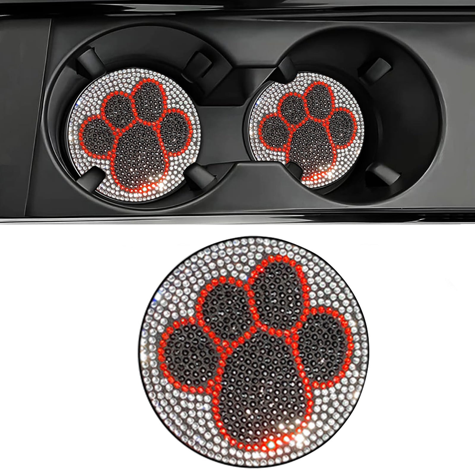 Car Saucer Dog Paw Print Interior Universal Non-slip Saucer Embedded ...