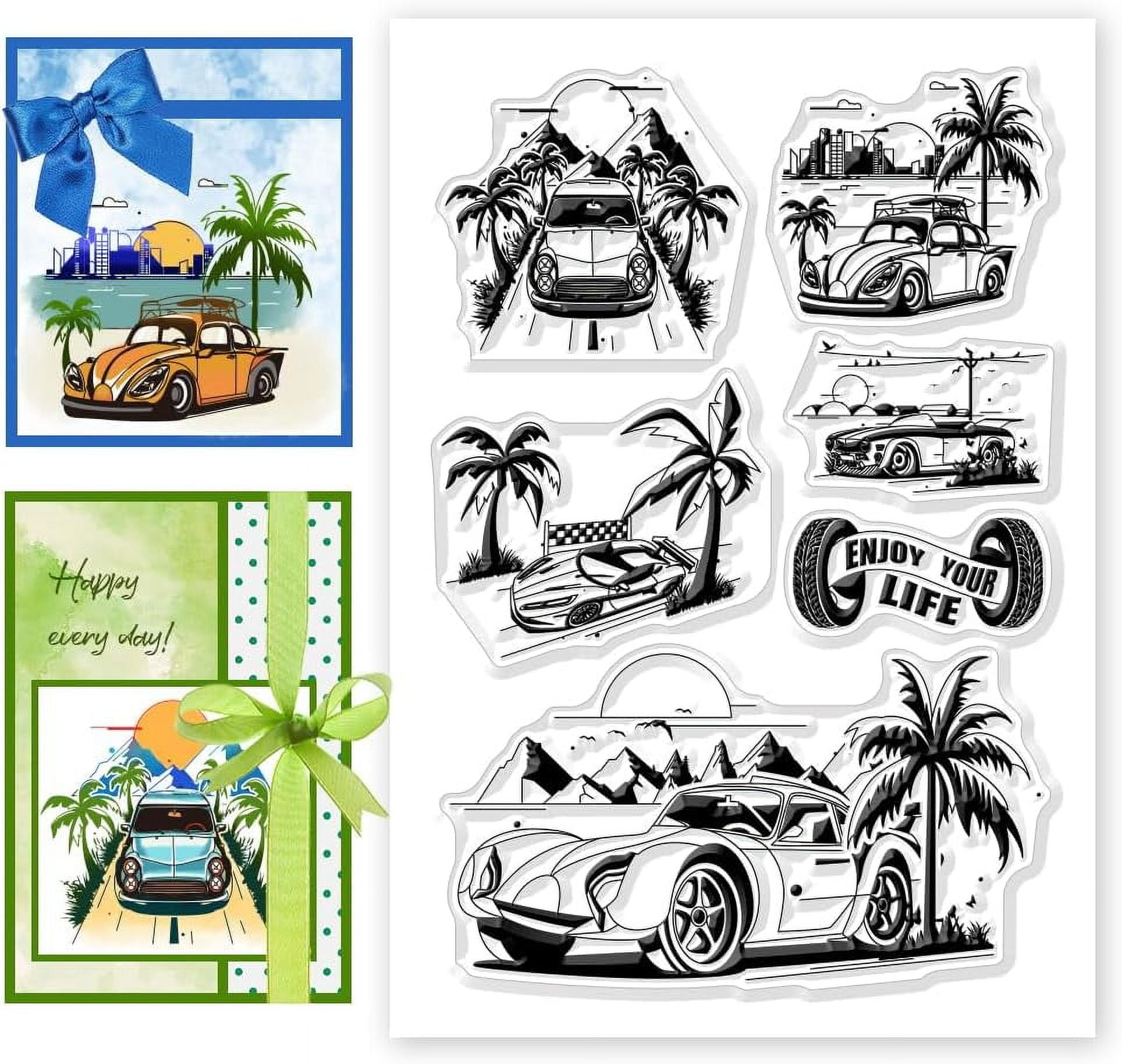 Car Scene Clear Stamps Transparent Silicone Stamps for Card Making ...