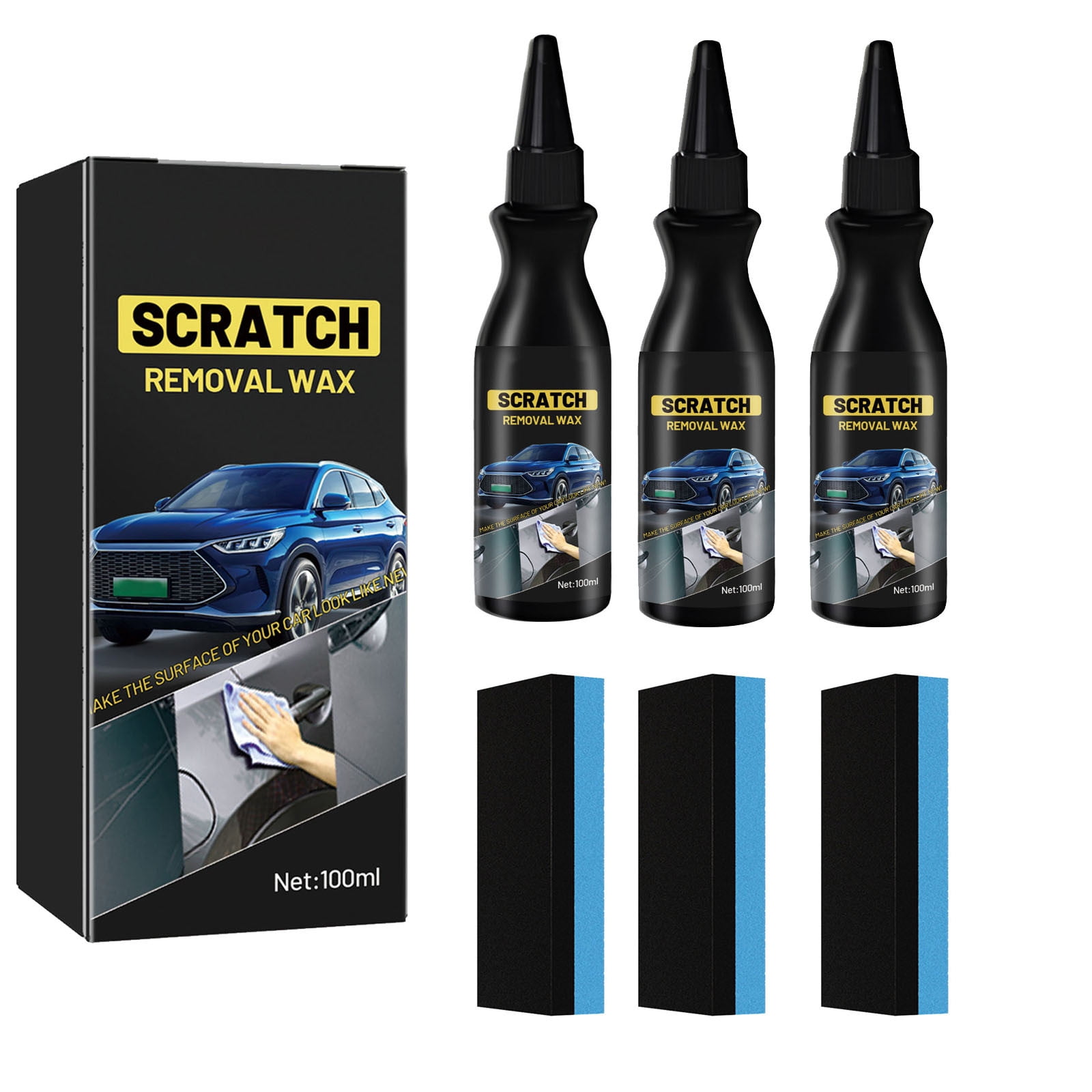 Car Scratch Remover, Auto Paint Scratch Repair Kit with Hydrophobic Coating, Fixes Door Handles ...