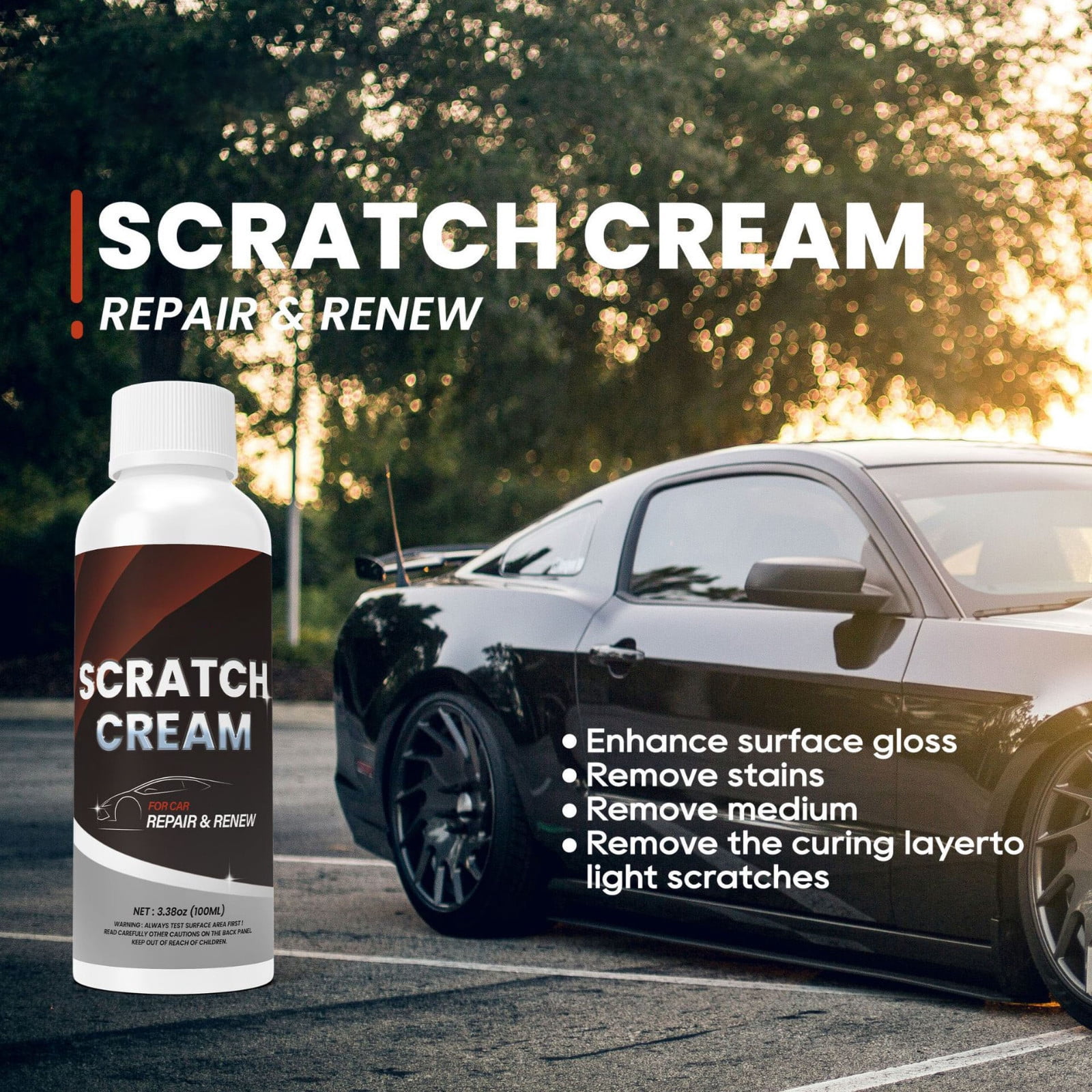 Car Scratch Remover & Repair Cream for Shallow Paint Scratches - Safe ...