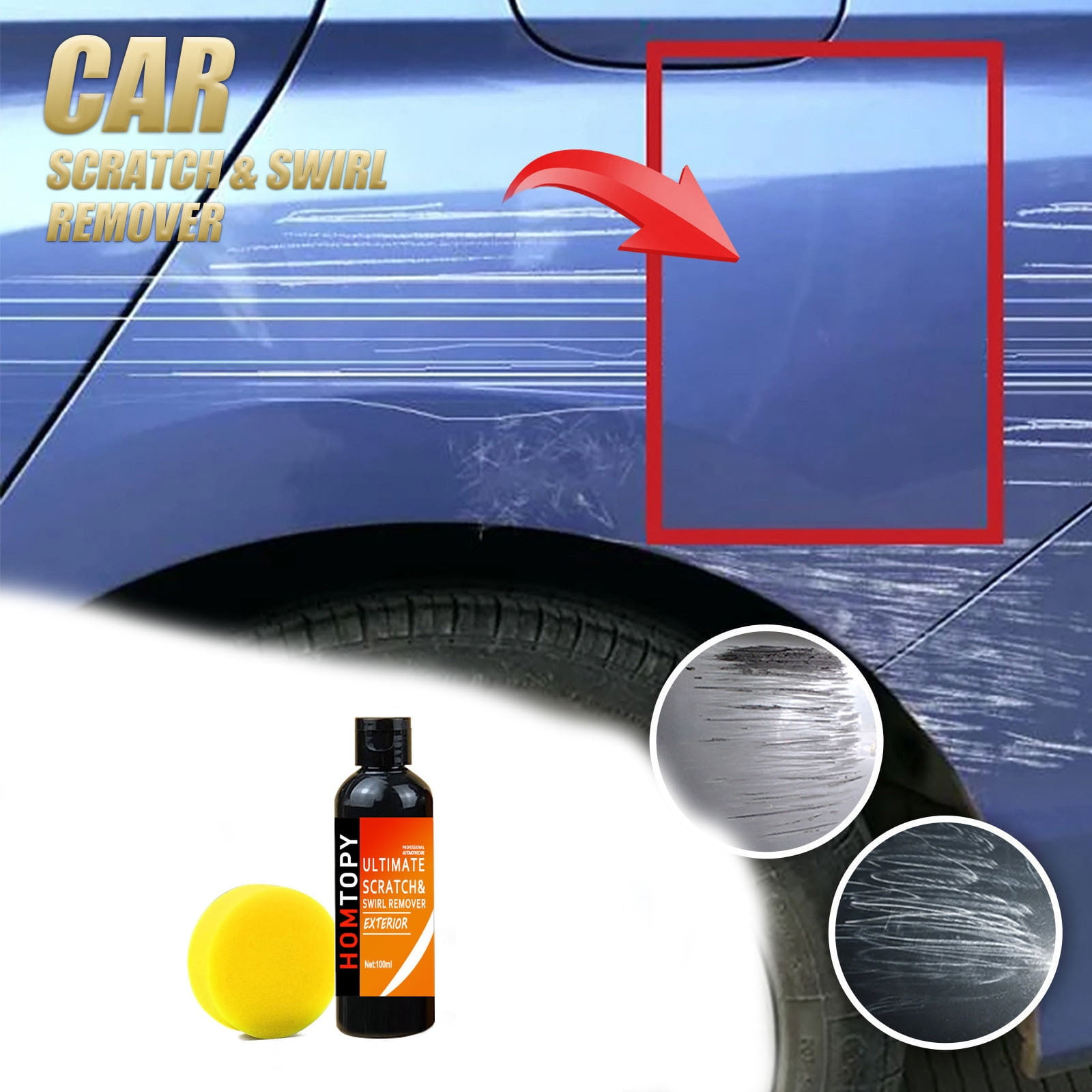 Car Scratch Repair Paste, Auto Paint Scratch Remover, 100ml Jar, Fast ...