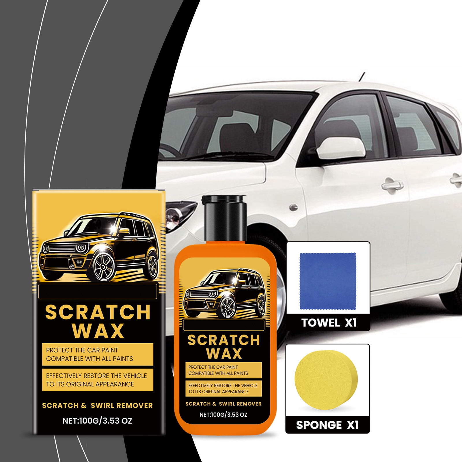 Car Scratch Repair Paste Kit 100ml with Polishing Wax and Cleaning ...