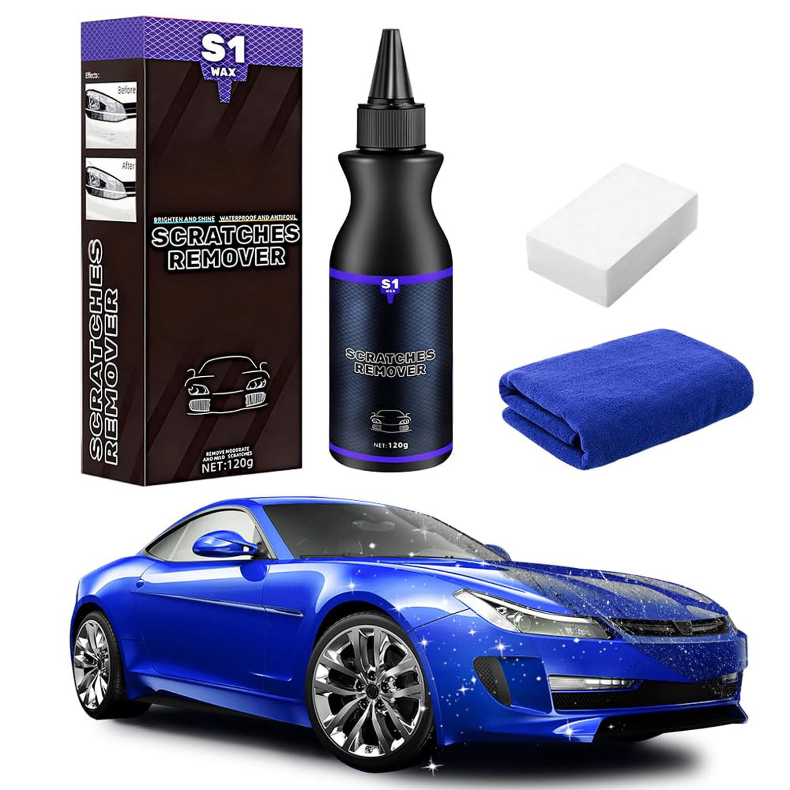 Car Scratch Repair Paste Wax Kit, Deep Minor Scuff Polishing Compound ...