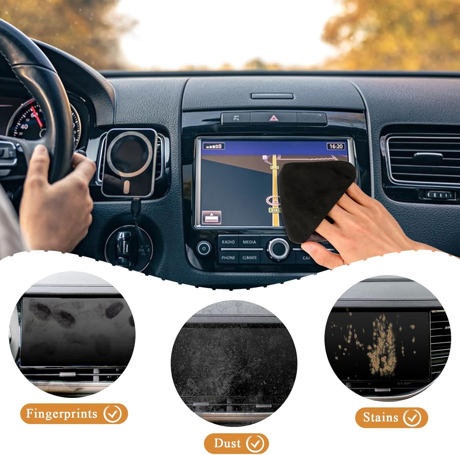 Car Screen Cleaner, Square Microfiber Auto Screen Cleaning Pad ...