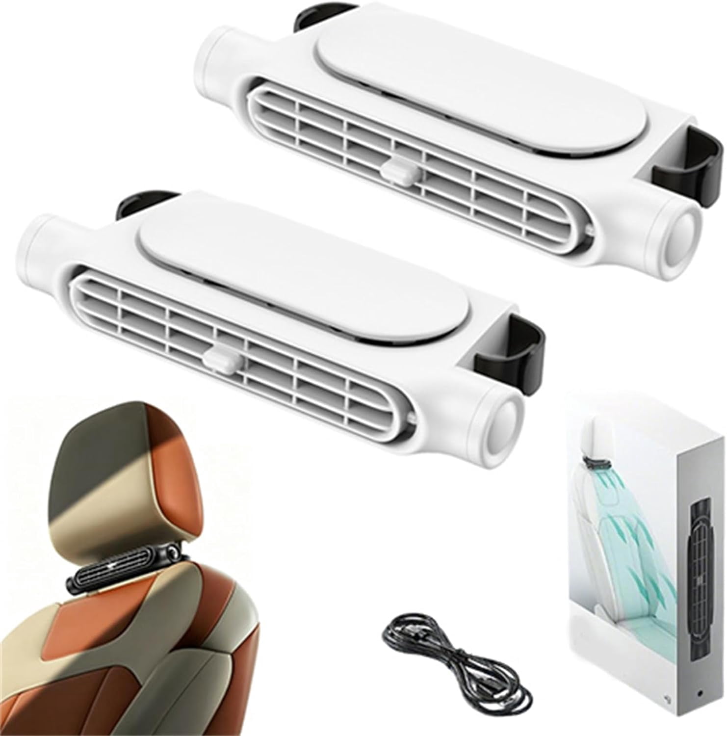 Car Seat Ac Fan, Carseat Ac Fan, Rechargeable Backseat Neck Cooling Air ...