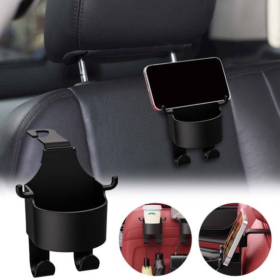 Car Seat Back Multi-Purpose Hook Set with Phone Stand & Cup Holder ...