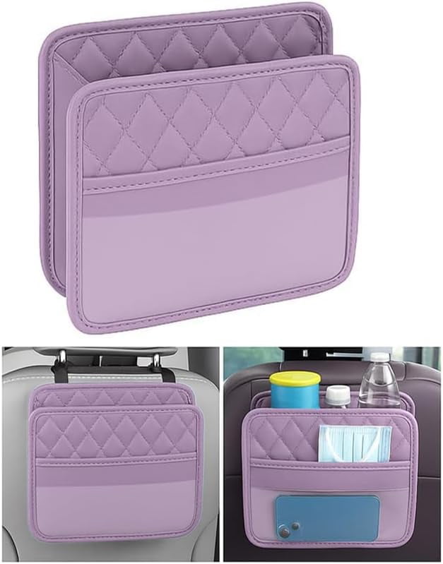 Car Seat Back Organizer, PU Leather Vehicle Backseat Hanging Storage ...