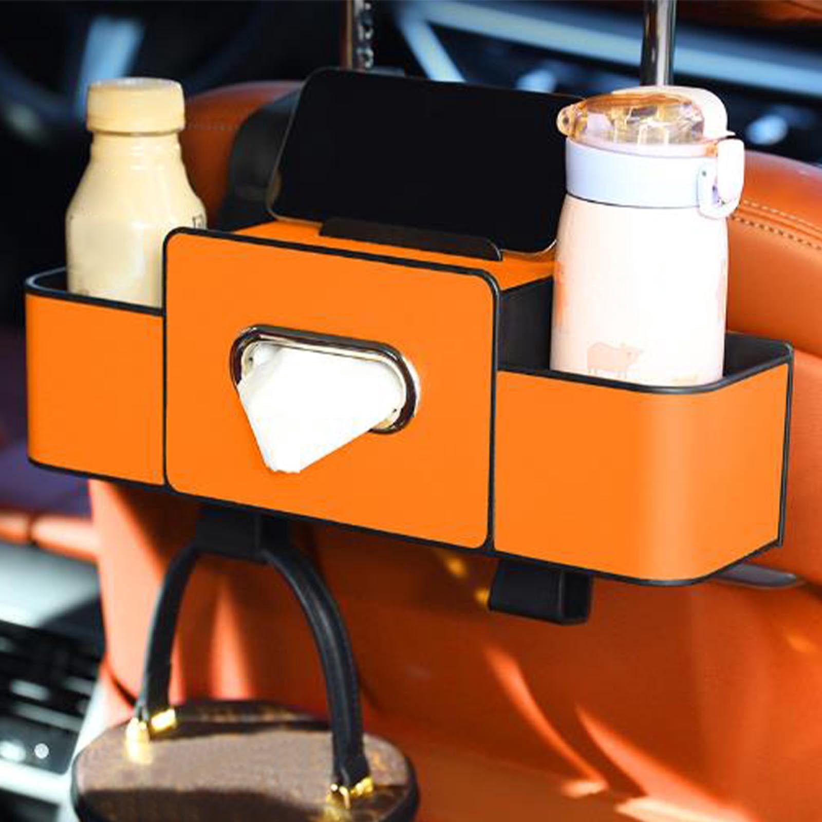Car Seat Back Organizer with Tissue Box Dispenser, Multi-Function ...