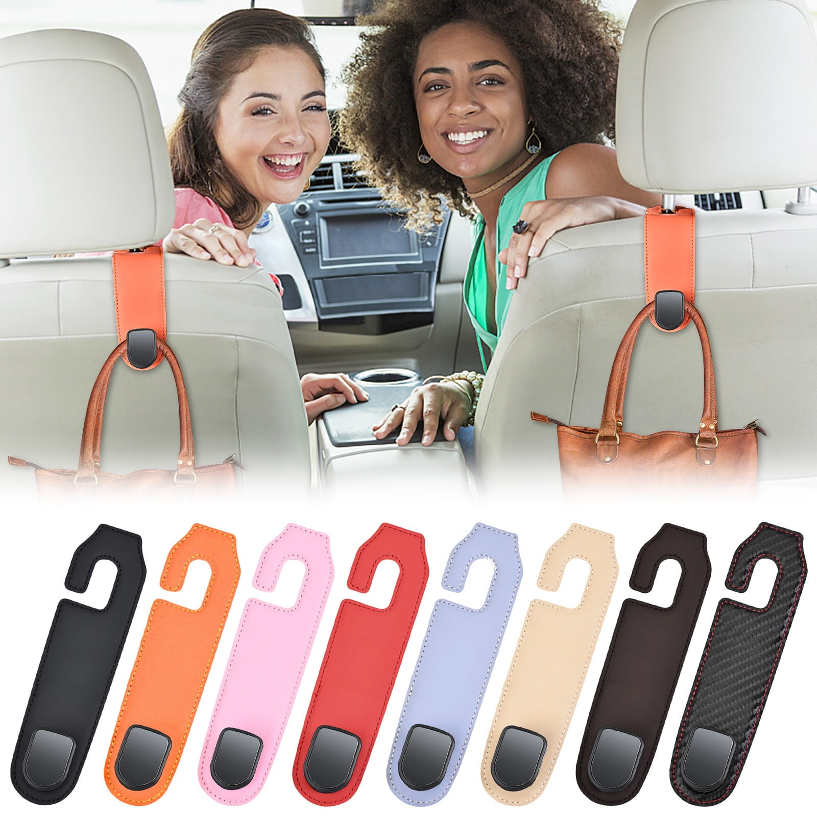 Car Seat Backrest Double Hook Organizer | Universal Leather Headrest ...
