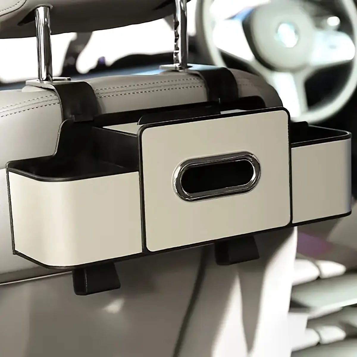 Car Seat Backrest Storage Box With Tissue Holder And Adjustable Hook ...
