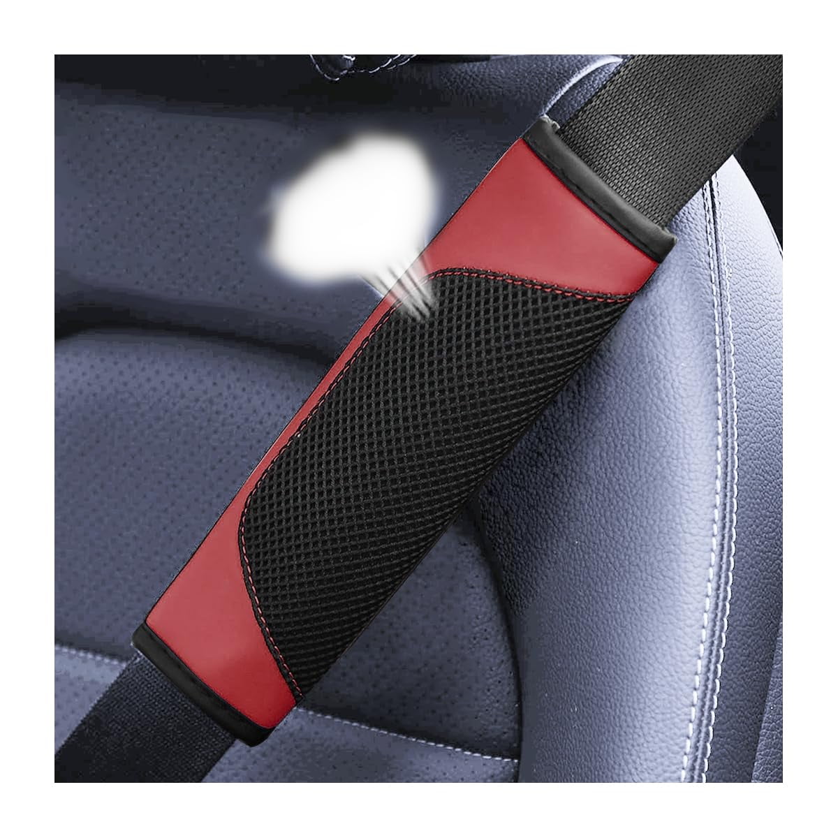 Car Seat Belt Pads Cover, 2 Pack Leather Mesh Universal Seatbelt ...