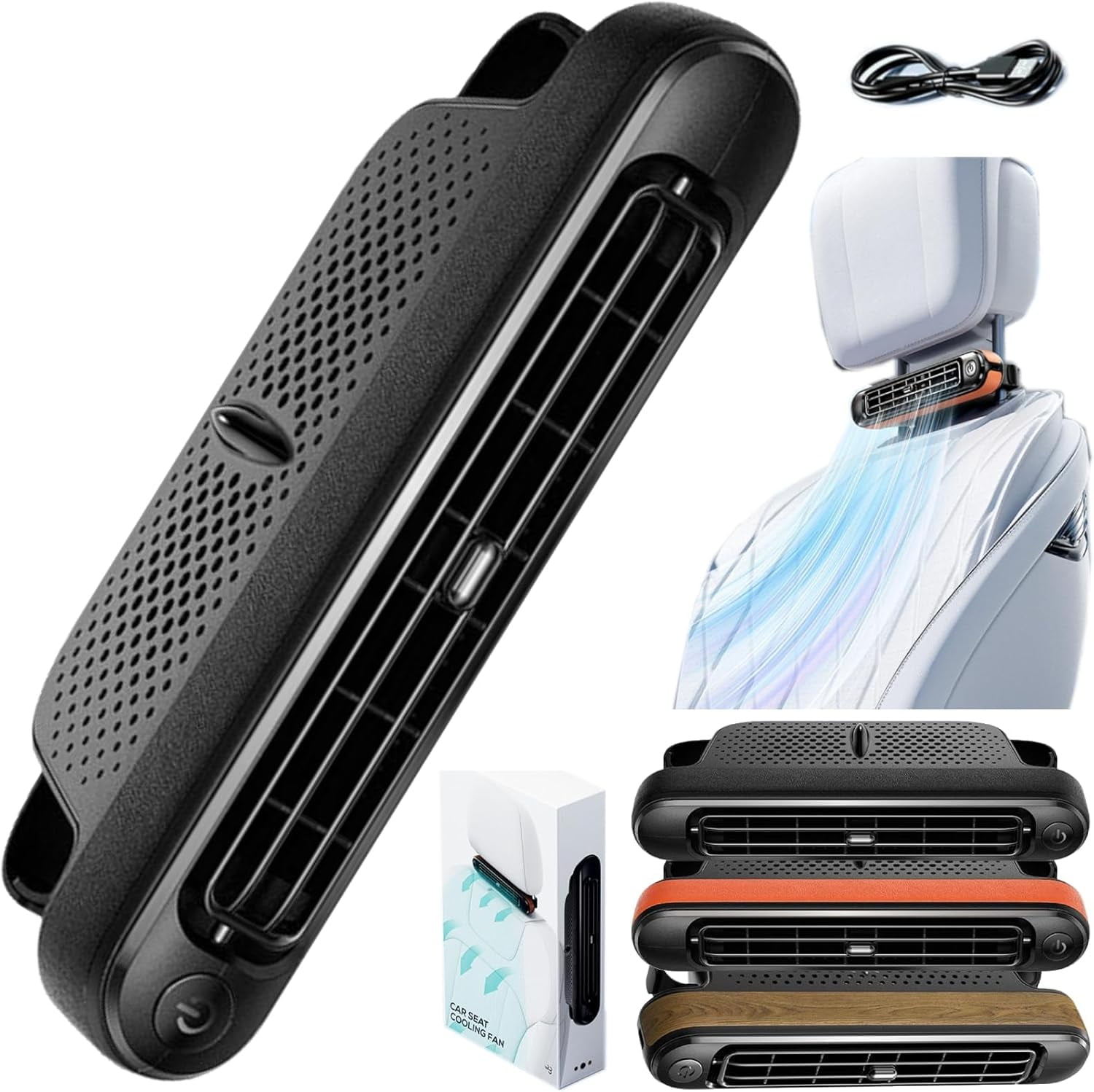 Car Seat Cooling Fan - 3 Speeds Portable Car Headrest Fan, USB Car ...
