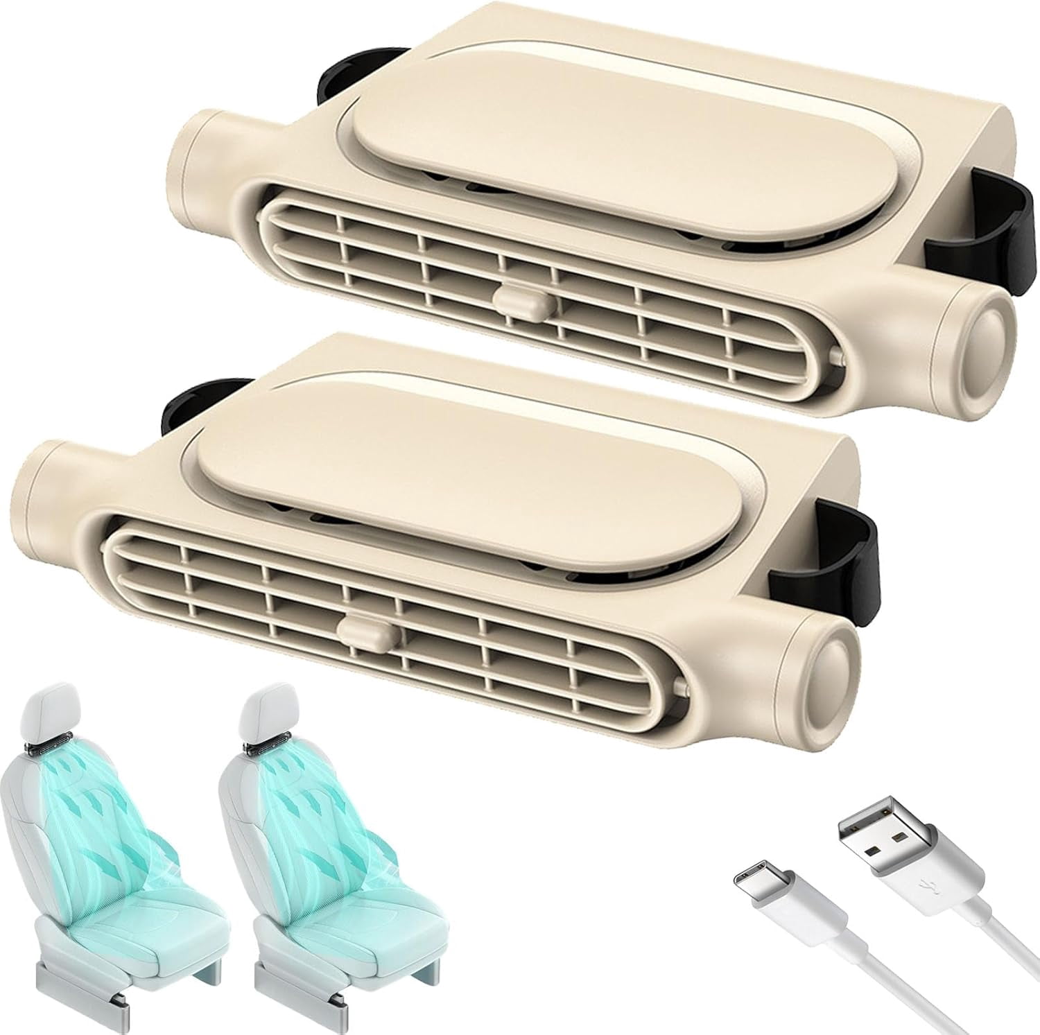 Car Seat Cooling Fan, Car Rear Seat Headrest Cooling Fan, Mini Portable ...