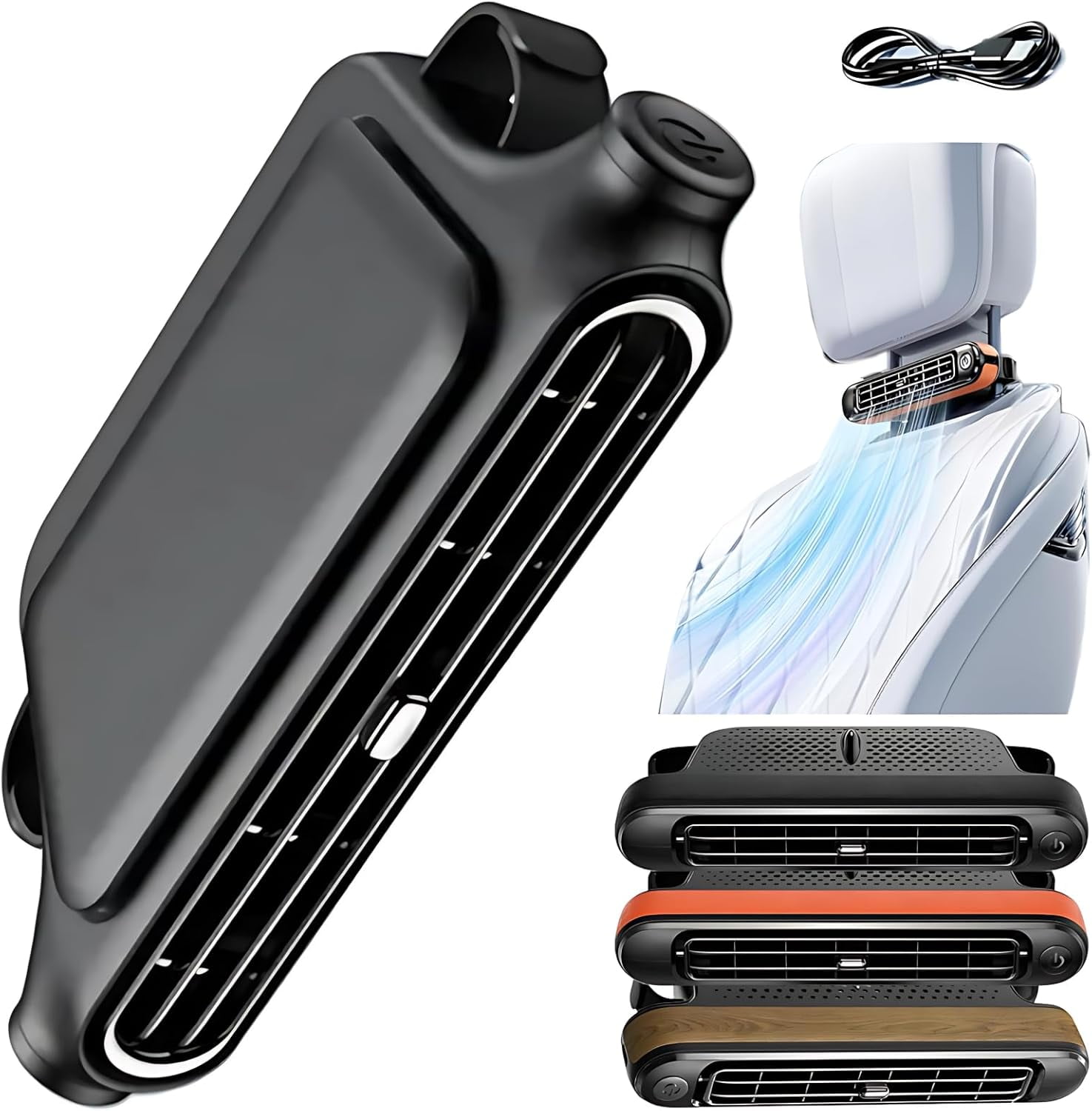 Car Seat Cooling Fan - USB Car Backseat Fan, 3 Speeds Portable Car ...