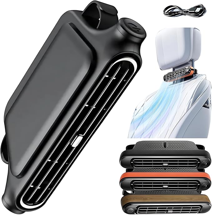 Car Seat Cooling Fan - USB Car Backseat Fan, 3 Speeds Portable Car ...