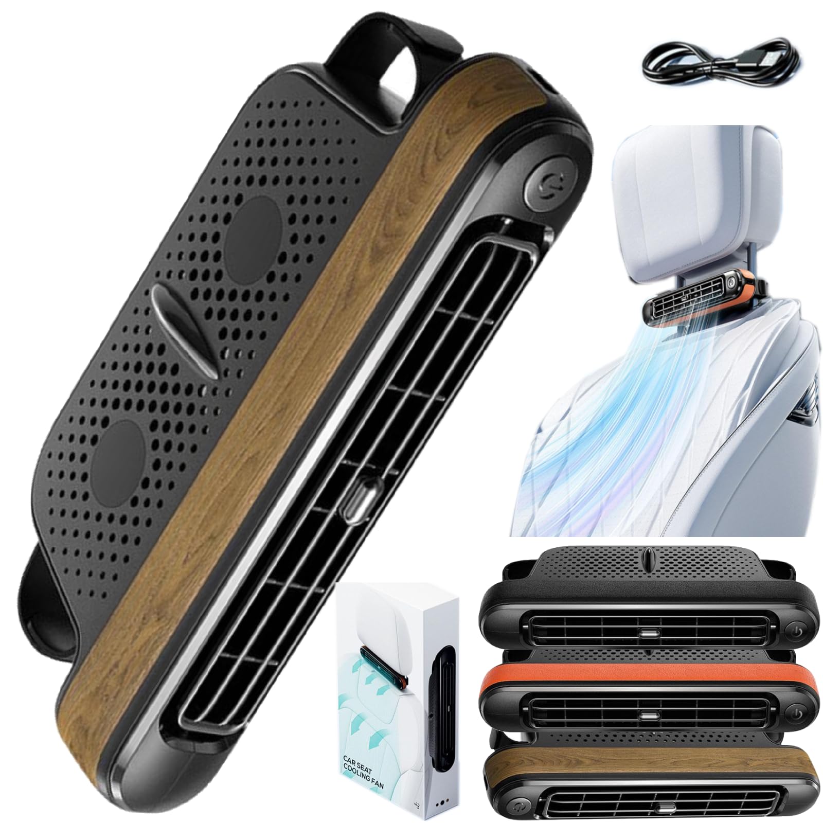 Car Seat Cooling Fan - USB Car Backseat Fan, 3 Speeds Portable Car ...