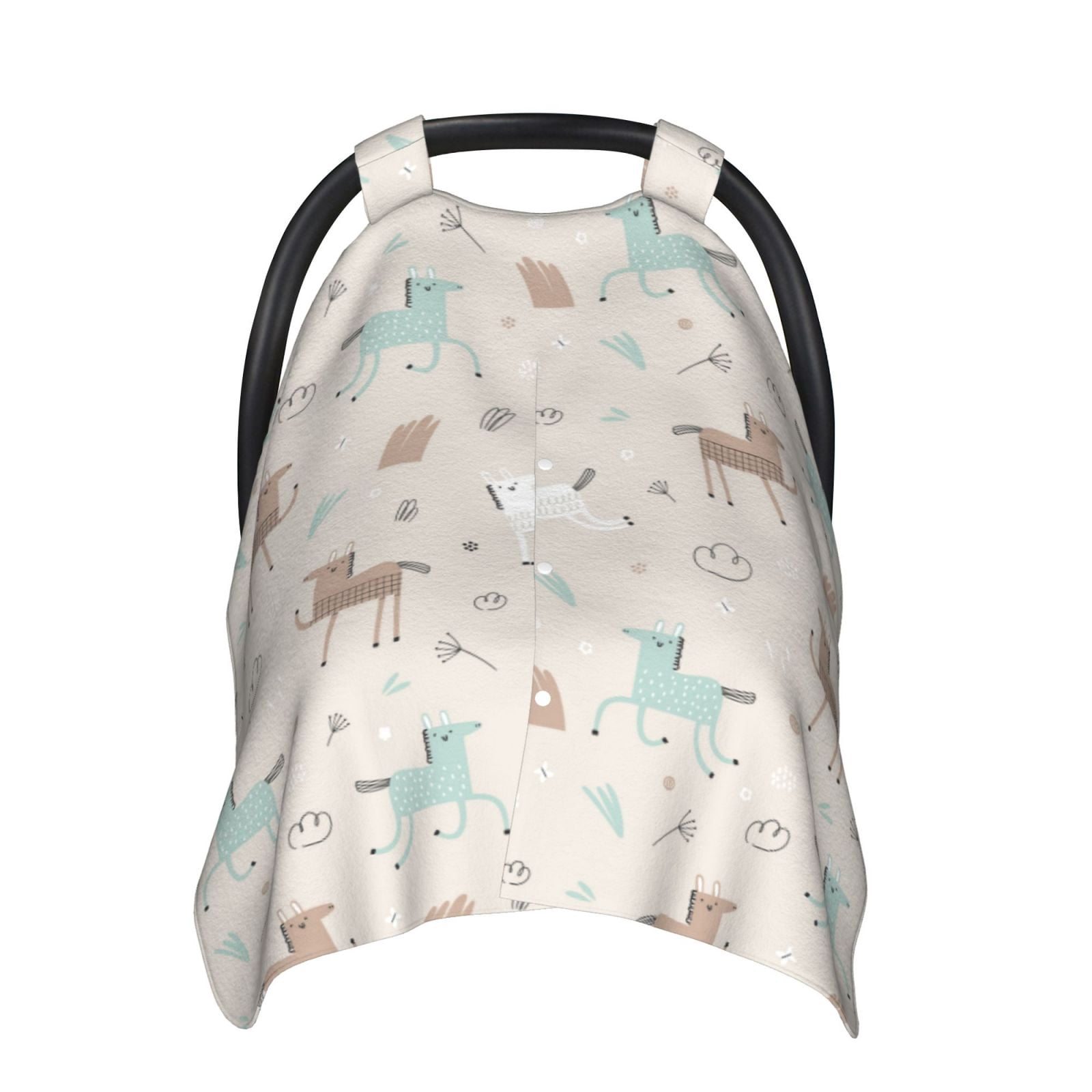 Car Seat Cover Baby - Bohemian Cartoon Cute Horse Breathable Infant Car ...