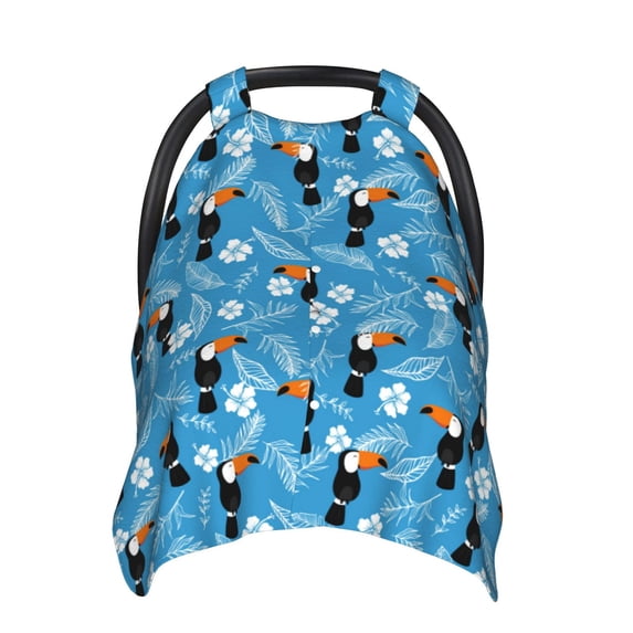 Car Seat Cover Baby - Cartoon Cute Toucan Leaves Blue Carseat Covers ...
