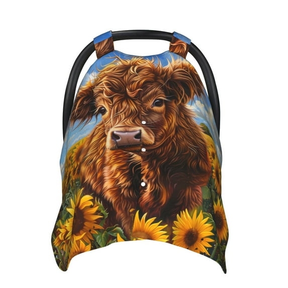 Car Seat Cover Baby, Cloud Sky Sunflower Cow Baby Car Seat Cover for ...