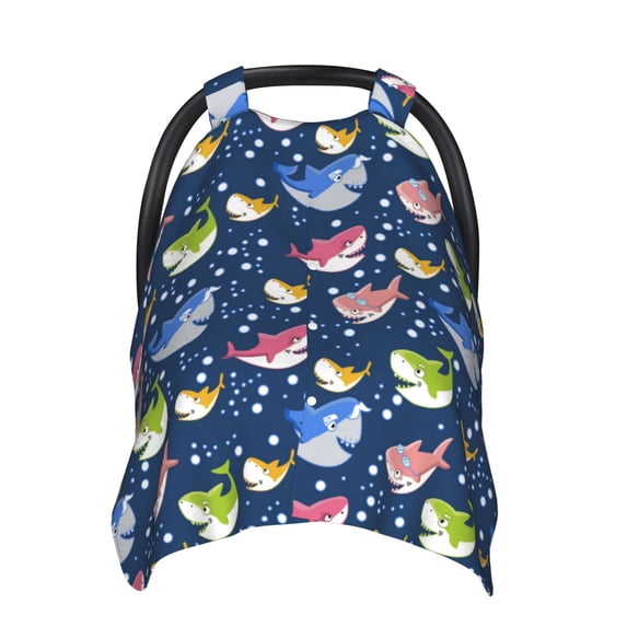 Car Seat Cover Baby - Colorful Cartoon Funny Cute Shark Carseat Covers ...
