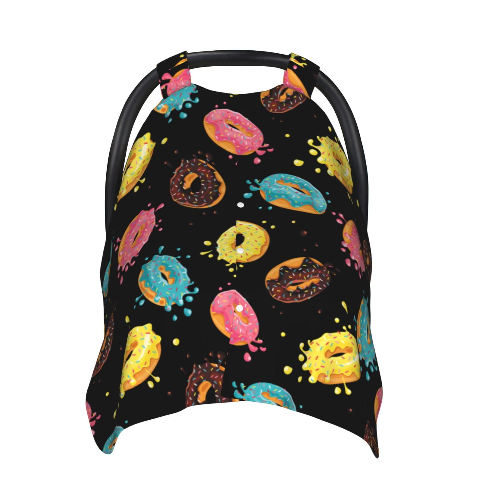 Car Seat Cover Baby - Colourful Donut Print Black Multi Use Carseat ...
