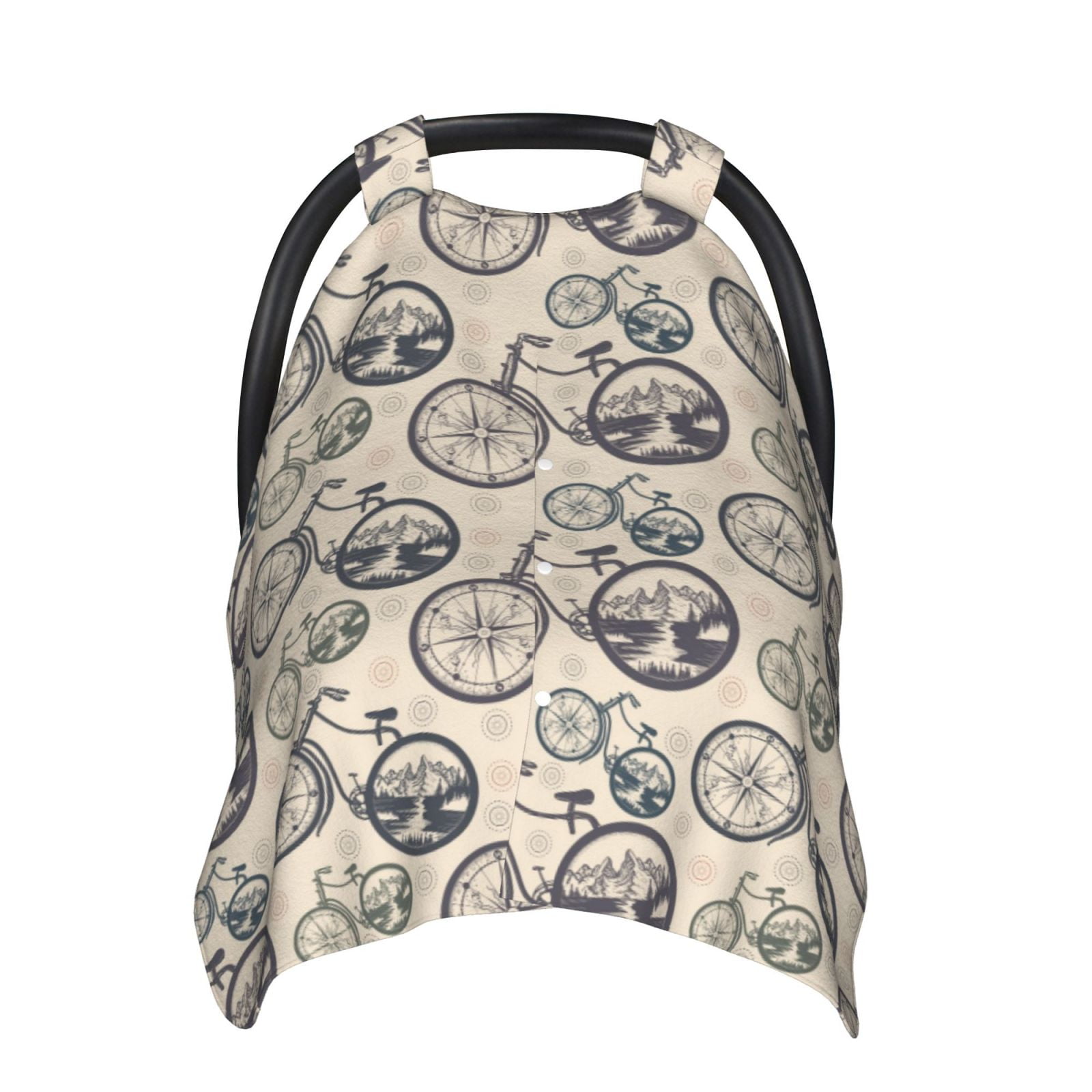 Car Seat Cover Baby - Compass And Mountains In Bicycle Wheels Multi Use ...