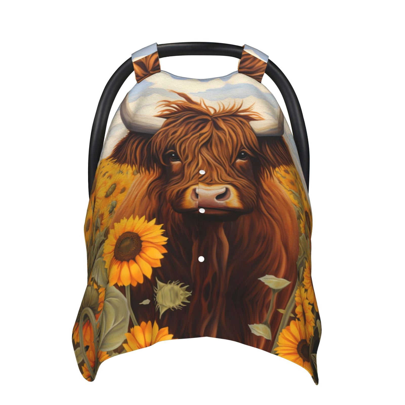 Car Seat Cover Baby - Countryside Sunflower Cow Breathable Infant Car ...